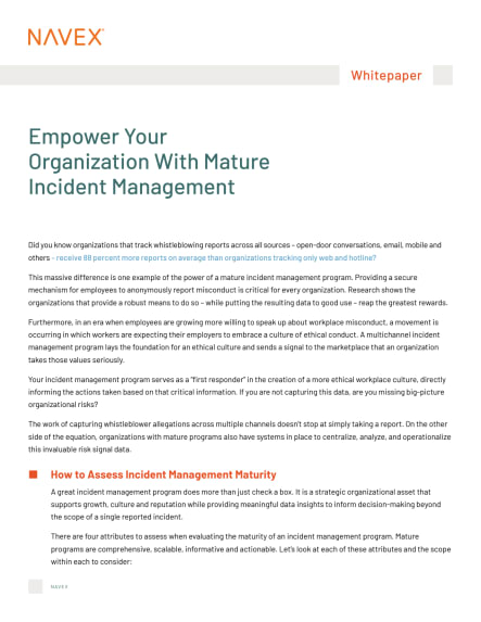 Empower Your Organization With Mature Incident Management | NAVEX